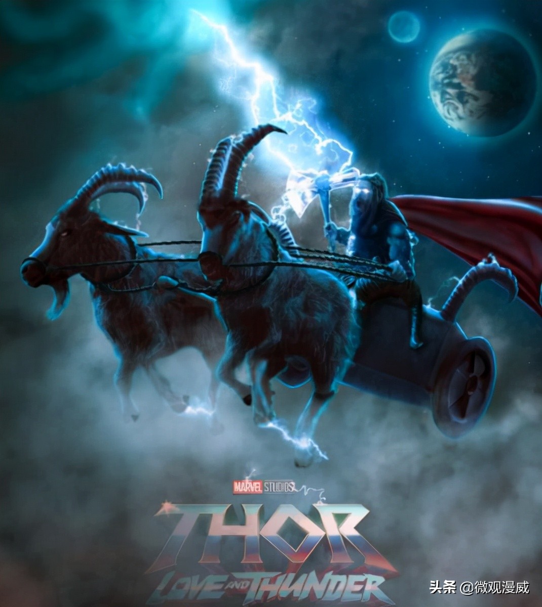 The first promotional poster of "Thor 4", the female Thor raises Thor's ...