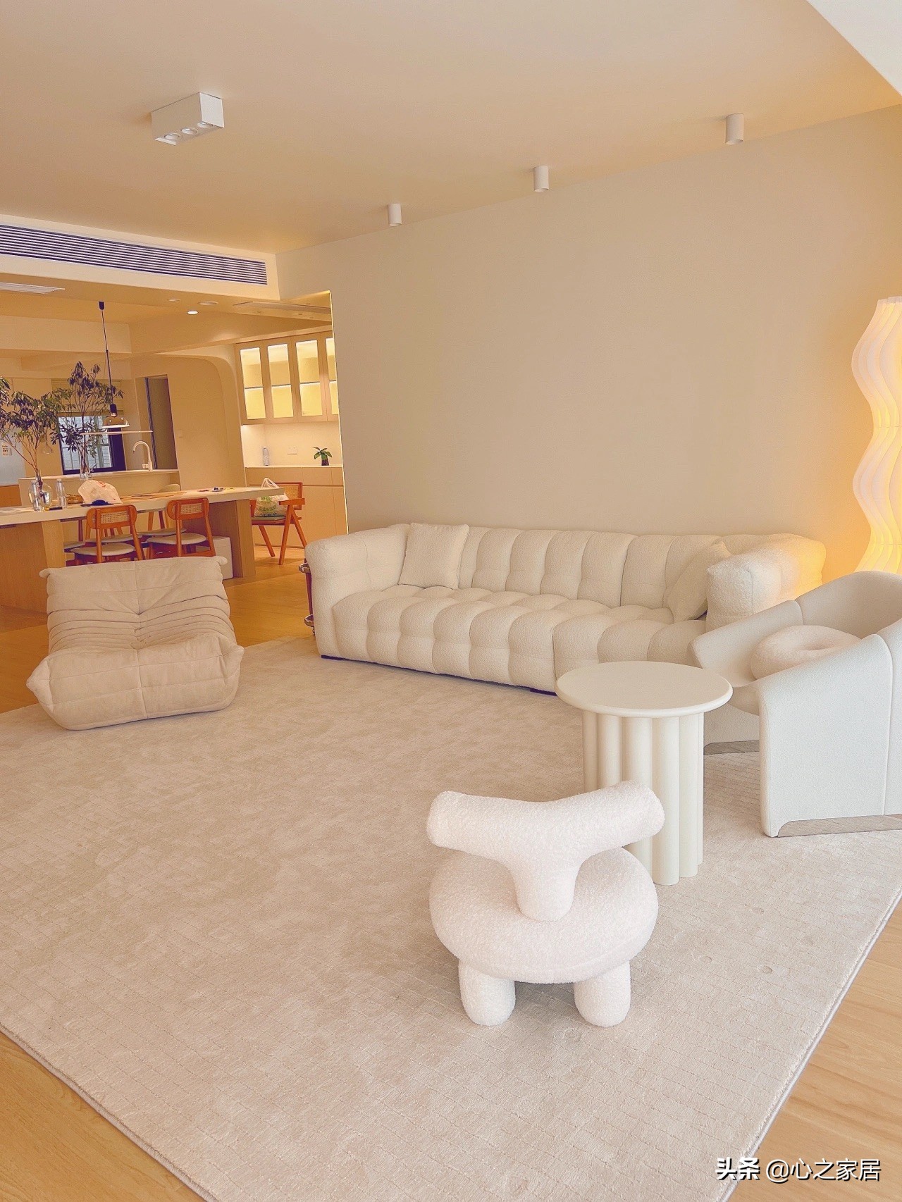 200㎡ milky white home decoration style, while spacious and atmospheric ...