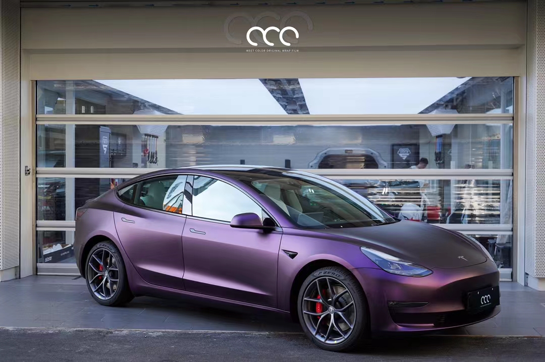 Tesla Model 3 Diffuse color change film super submetallic red tea ...