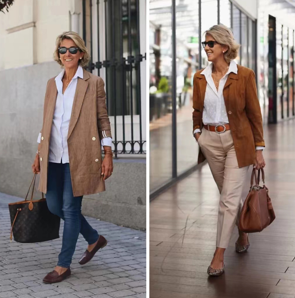 French grandma is very good at dressing up, her autumn clothes are ...