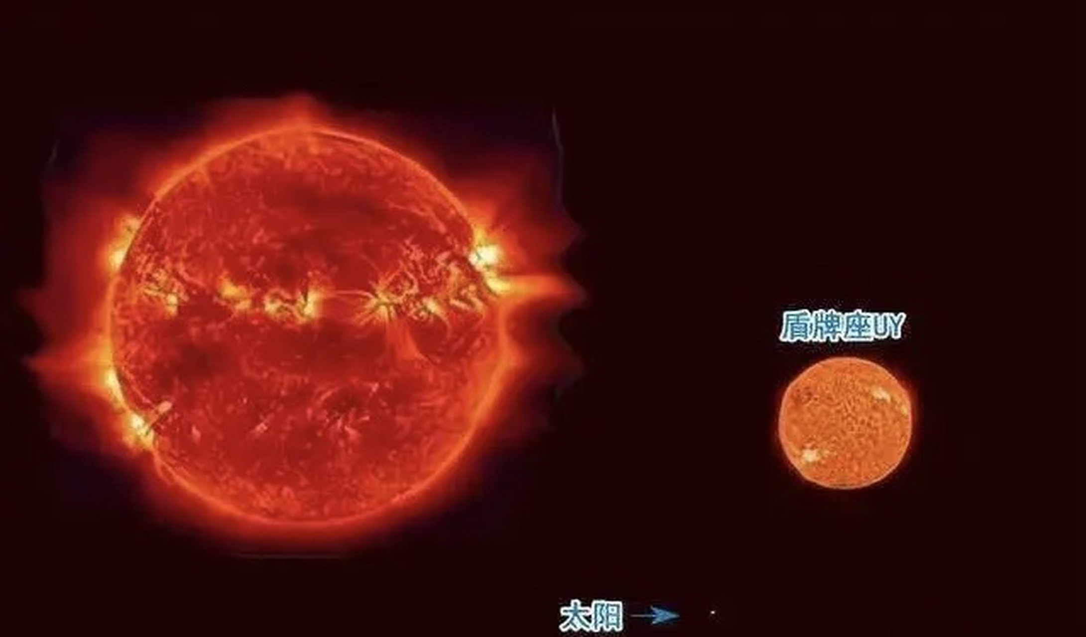 The largest star: the red supergiant UY Scuti, it takes 9 hours to fly ...
