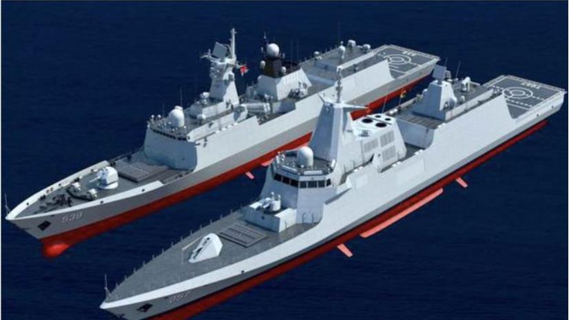 The Type 057 frigate has a volume of 8,000 tons and has 80 units of ...