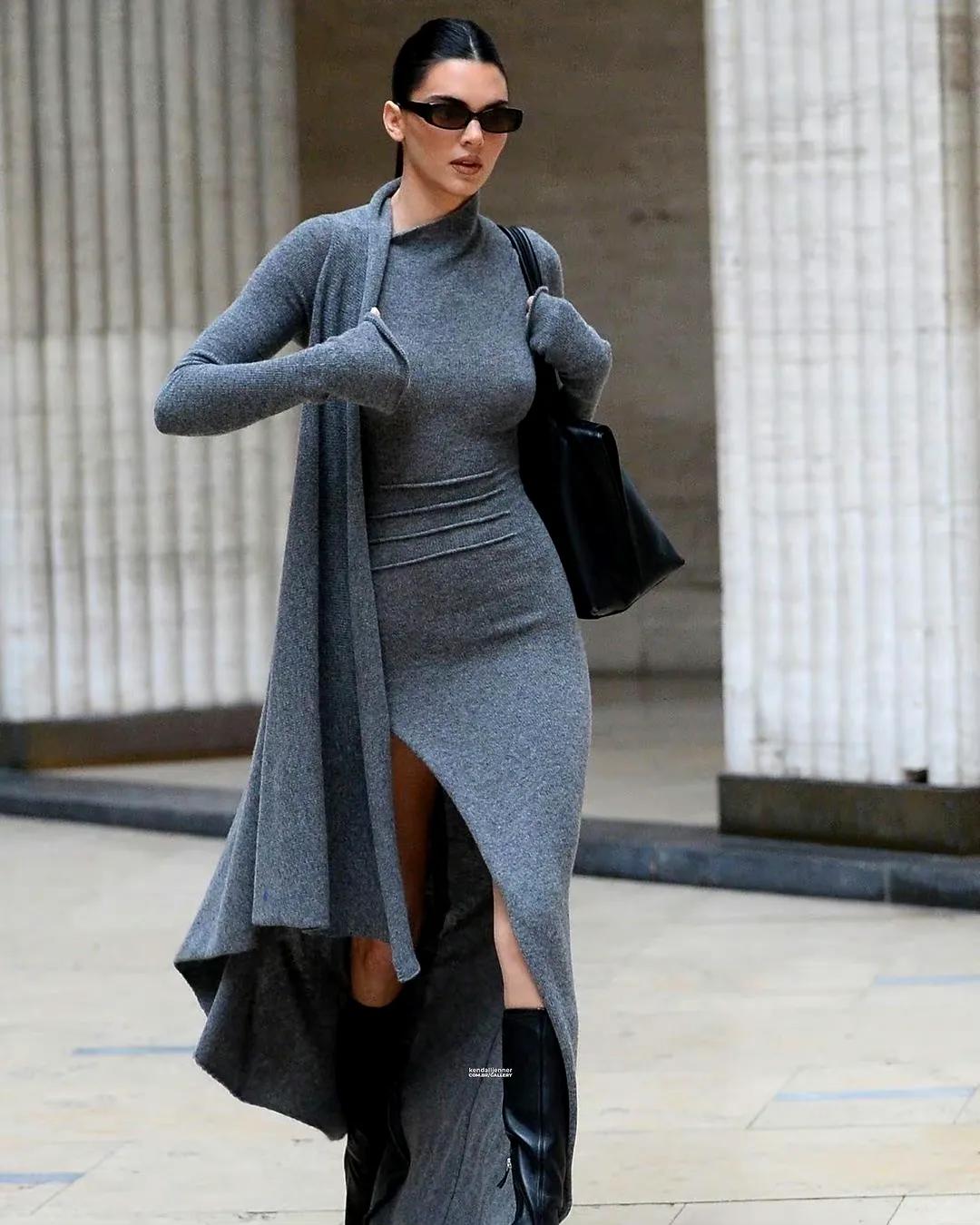 Kendall Jenner went out for a street shoot in Paris, this slit dress ...