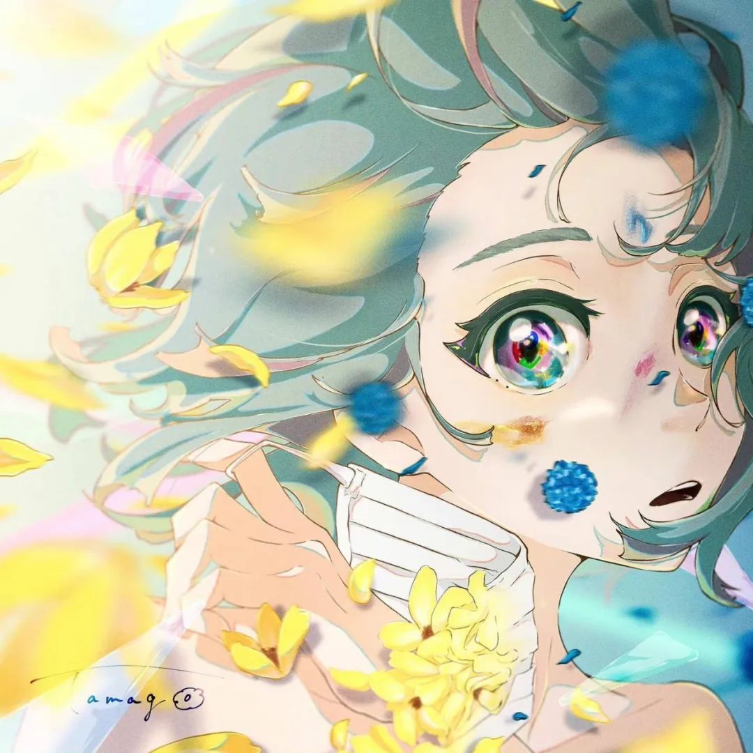 Illustrator tama_5_art, rich and gorgeous colors, delicate girl ...
