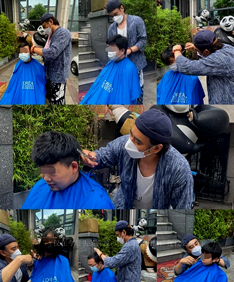 Actor Chen Long set up a stall in front of his home to cut his hair ...