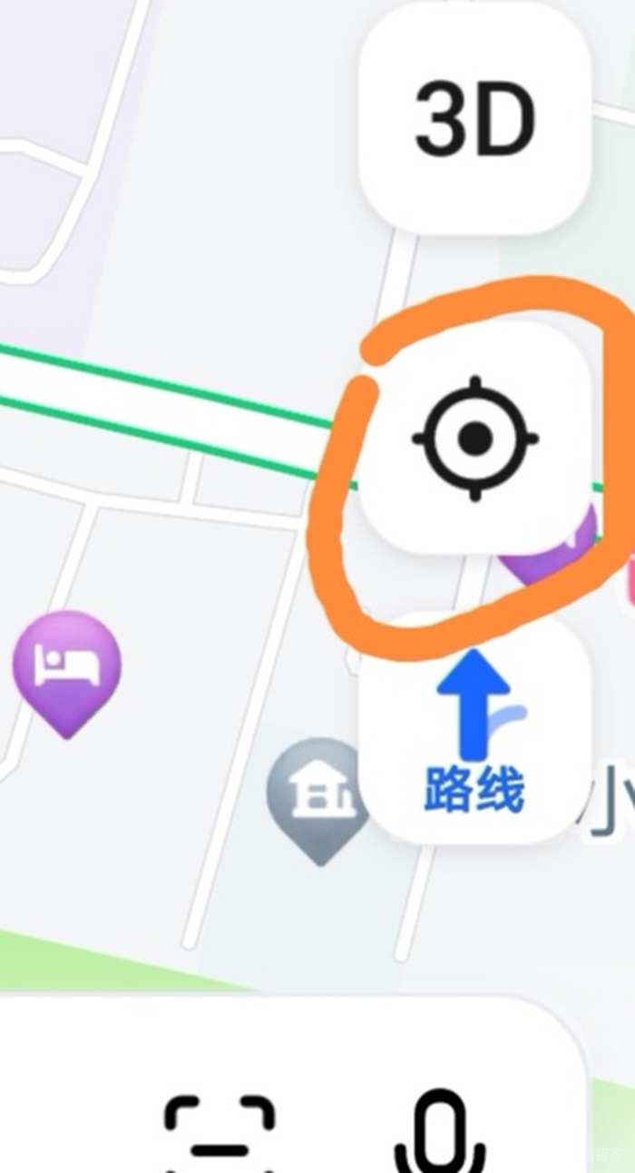 Mobile phone AutoNavi map, positioning button in the lower right corner ...