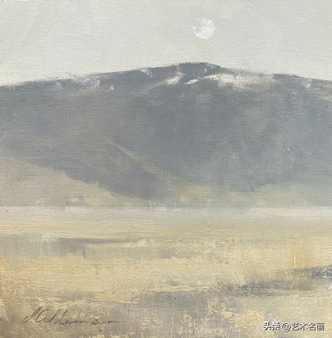 A group of calm and dull, simple and powerful landscape oil paintings ...