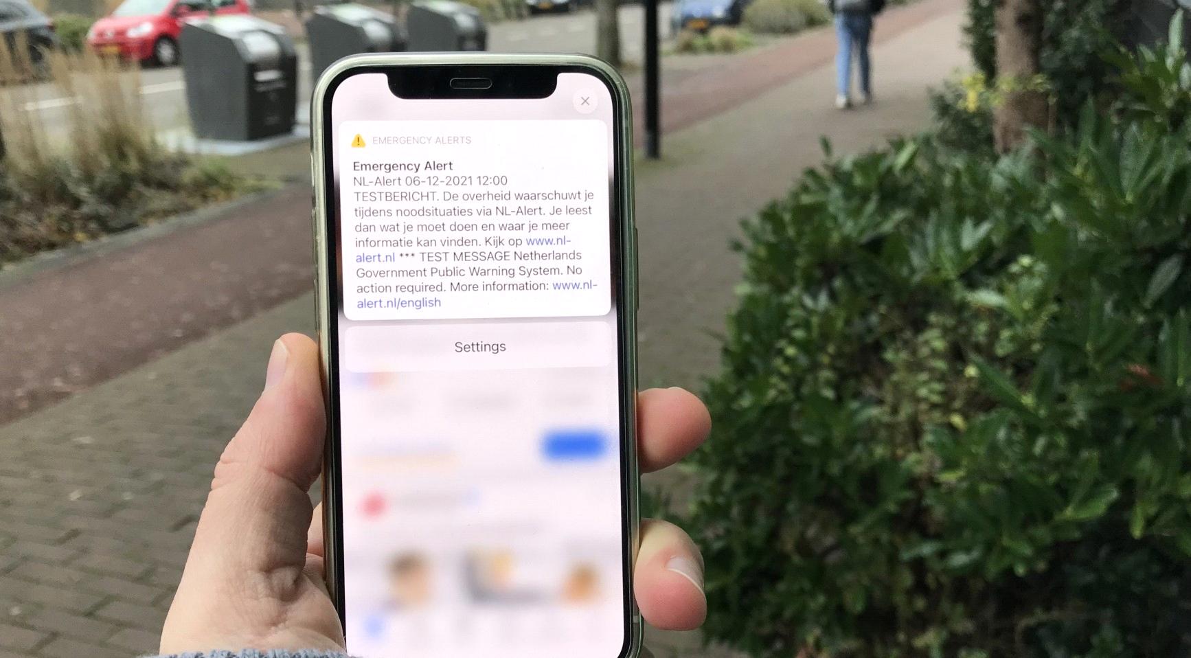 The Dutch emergency alert system NL-Alert was tested at noon on the ...