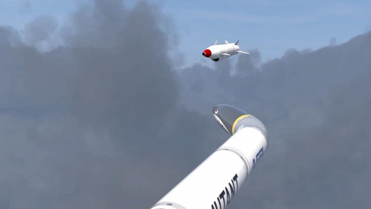 The missile deforms in the air, turns its head to lock on the target ...