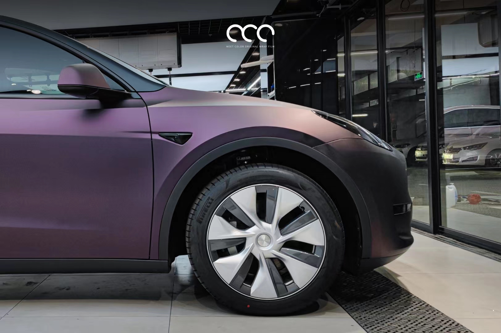 Tesla MODEL Y Diffuse color change film super sub-metallic black and ...