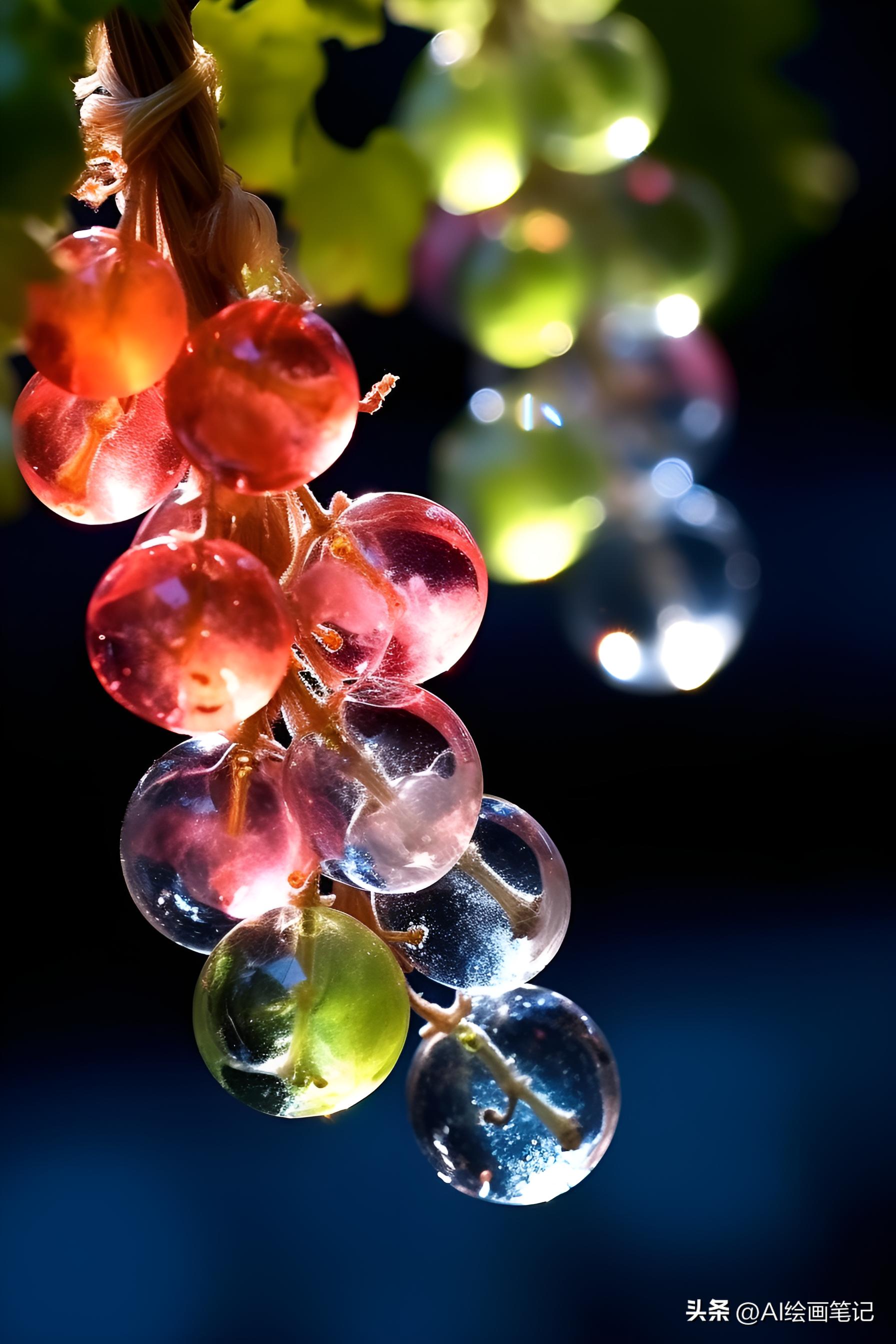 Ai Painting: Such crystal clear crystal grapes, will the juice burst ...