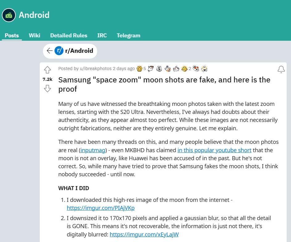 Samsung Galaxy mobile phone 100 times Space Zoom zoom is questioned by netizens again P Moon ...