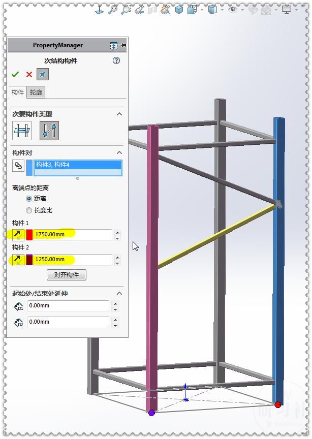 To draw this steel frame with SolidWorks structural system, just draw a ...