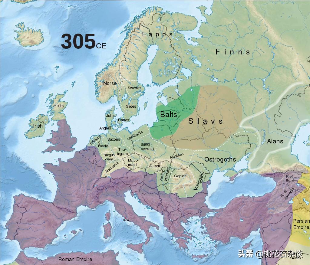 The great migration of European nations, driven by the Huns, destroyed ...