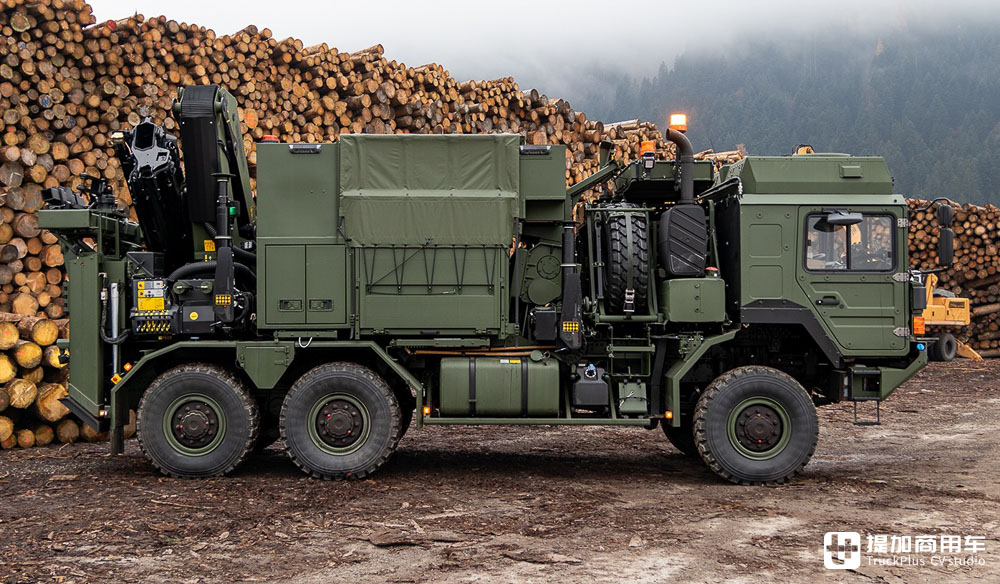 Military wrecker truck equipped with truck mounted crane, modified by ...