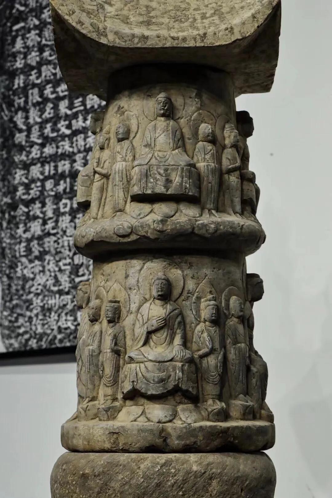 [Tang Yun. Four-sided Pagoda] Dimensions: 110 cm high, 35 cm wide, and ...