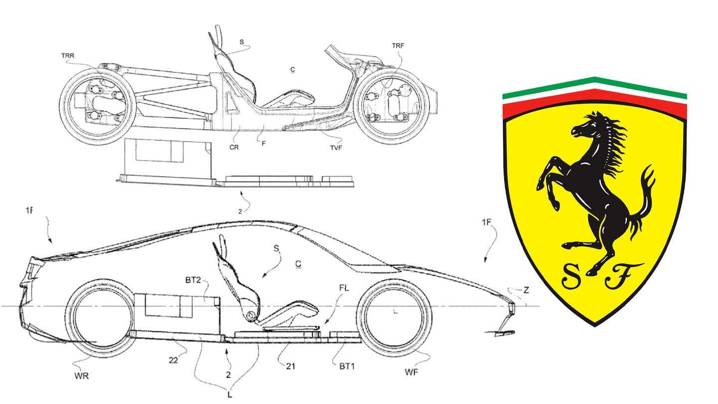 Ferrari's first pure electric supercar patent image exposes the layout ...