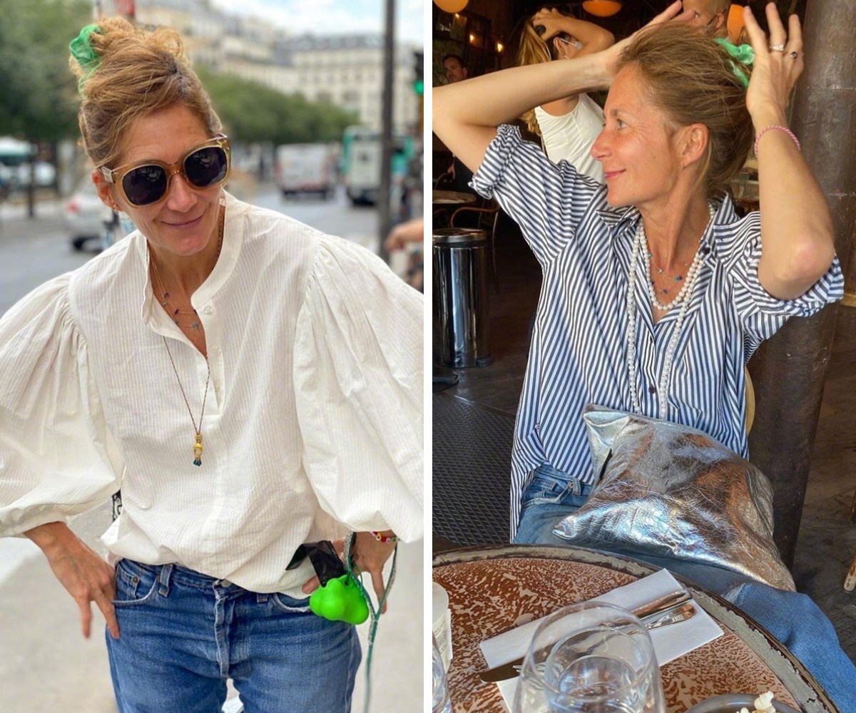 After seeing "Grandma in Paris", I realized: the hair is slightly curly ...
