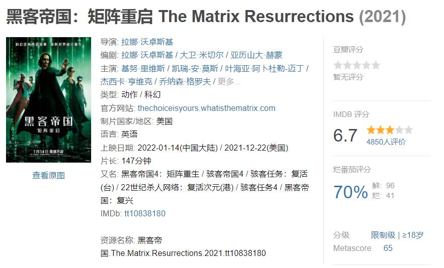 "The Matrix 4: Matrix Restart" is now available on HBO MAX, IMDB scored 6.7 - iNEWS