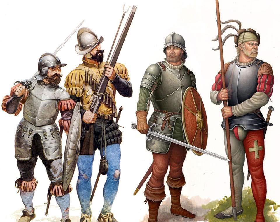 The famous Spanish infantry phalanx in the 16th century, which weapons ...