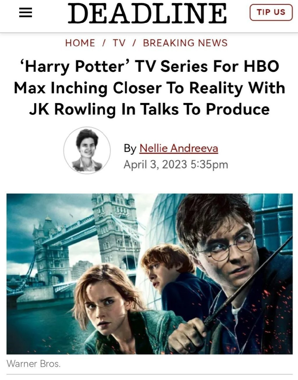 Warner explores the "Harry Potter" drama version, Rowling or any ...