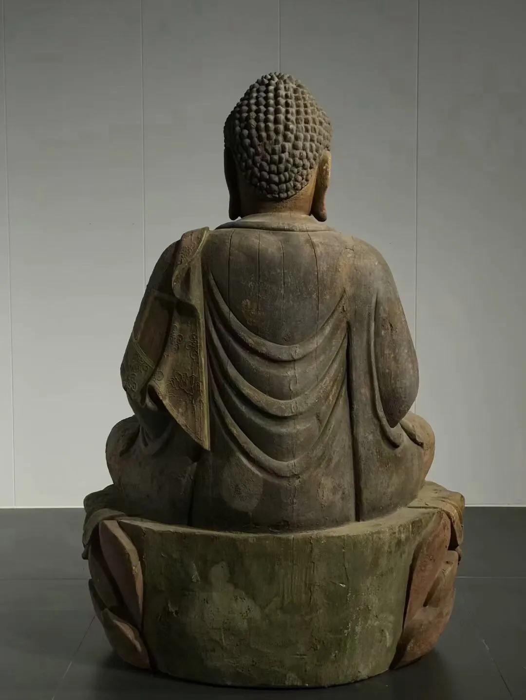 Wooden carving and painted Buddha seated Gautama Buddha Size: 80//50 ...
