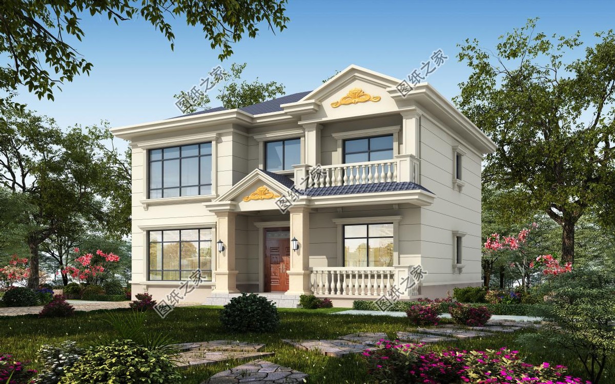 Two-storey European-style villa design, enough for a family, compact ...