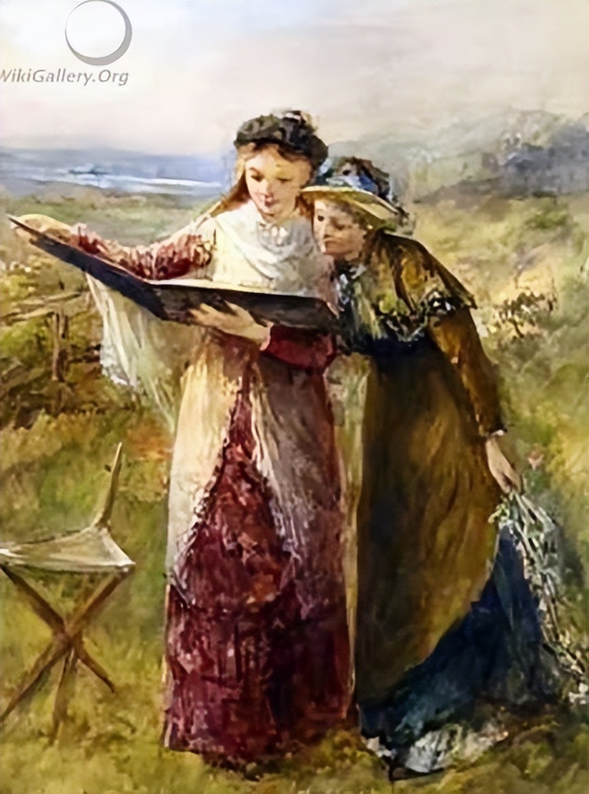 British peasant figures oil painting rural landscape watercolor ...