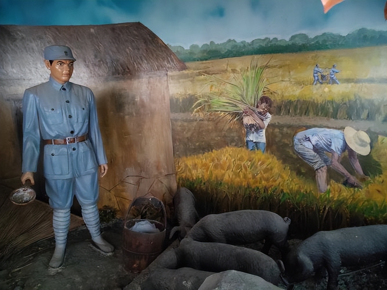 Real photos of the Memorial Hall of the New Fourth Army Headquarters in Huanghuatang, showing ...