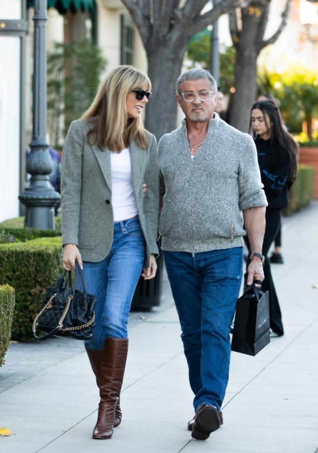 Stallone has silver hair and his wife buys jewelry and holds hands to ...