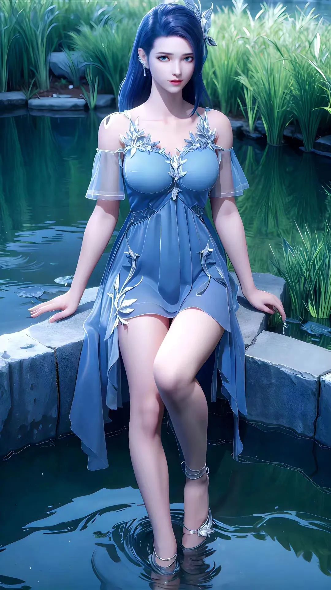 Douluo Continent is the most fairy goddess A Yin, the light blue of the fairy descending to the ...