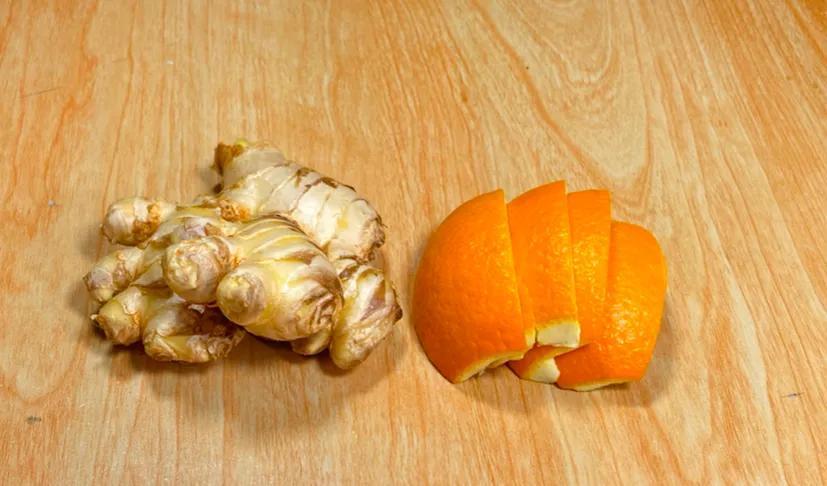 Ginger and orange peel, this is the first time I have seen this method ...