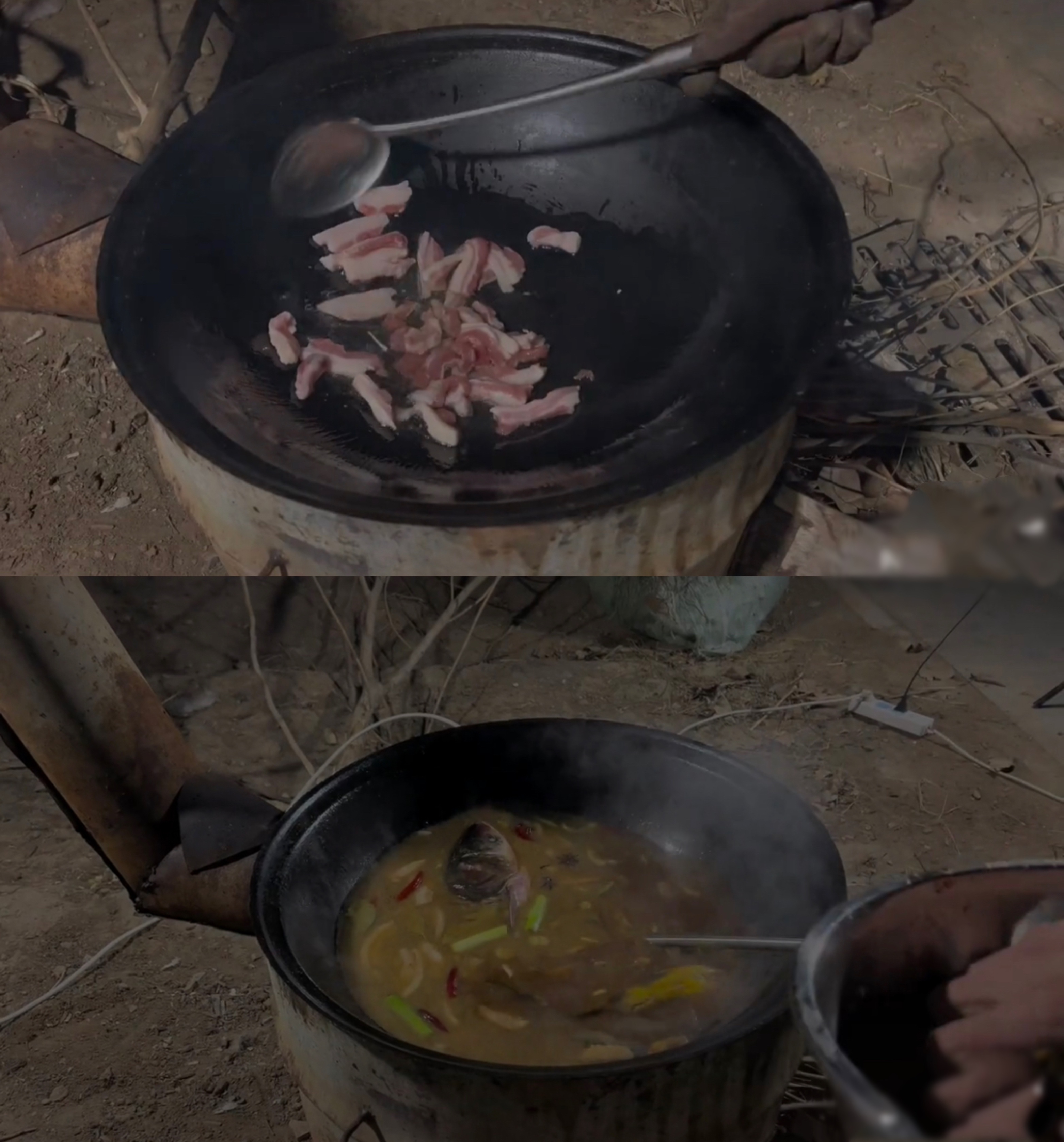 "The Knockout" Lao Mo uses a rural earthen stove to cook fish! Skilled ...