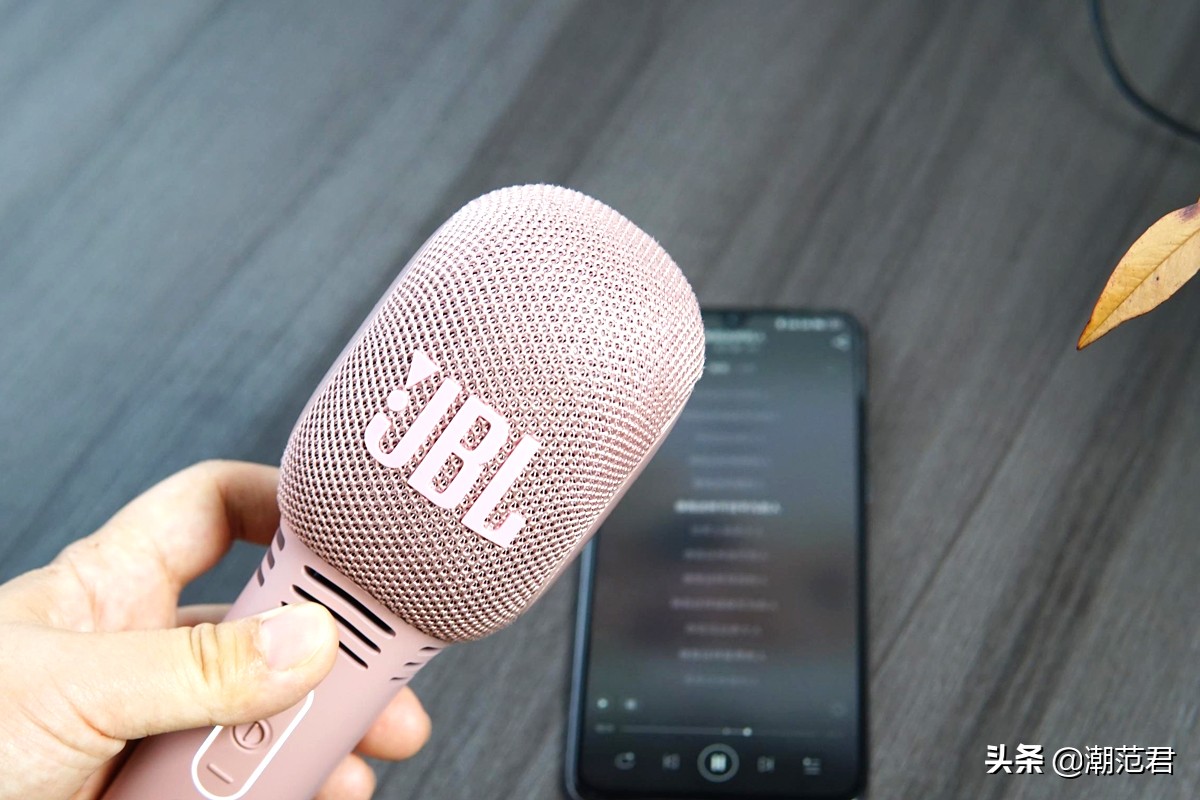 Can sing and listen, JBL music singer KMC300 microphone, sitting at ...