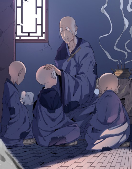 The old monk is about to pass away, and he left a will to the three ...