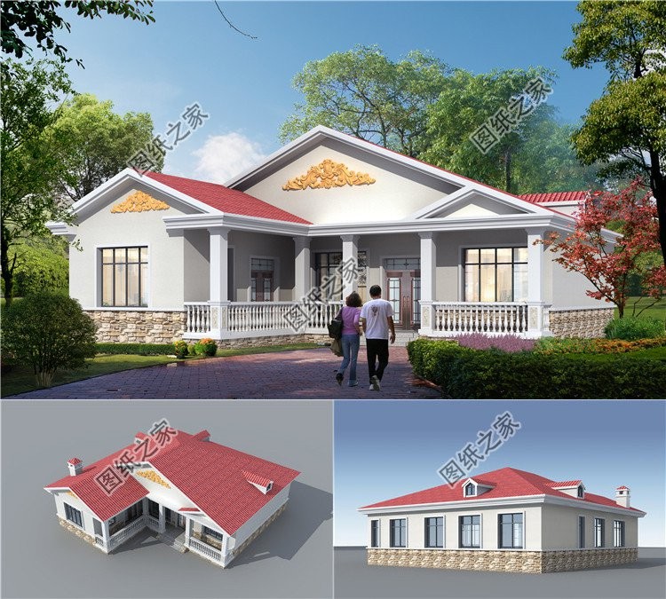 The design of a one-story villa in the countryside, with sufficient ...