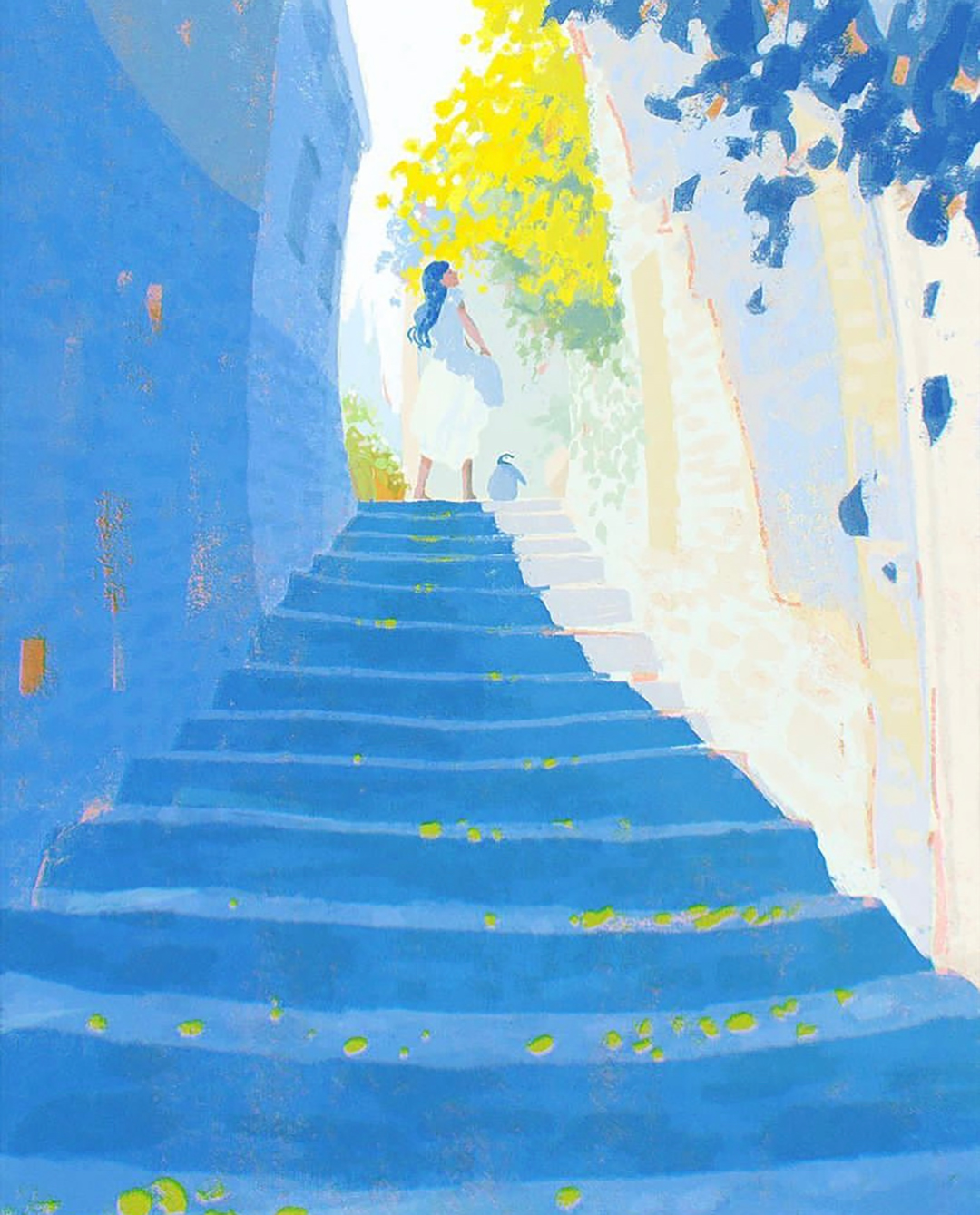 Bright and comfortable two-dimensional girl illustration, the whole ...