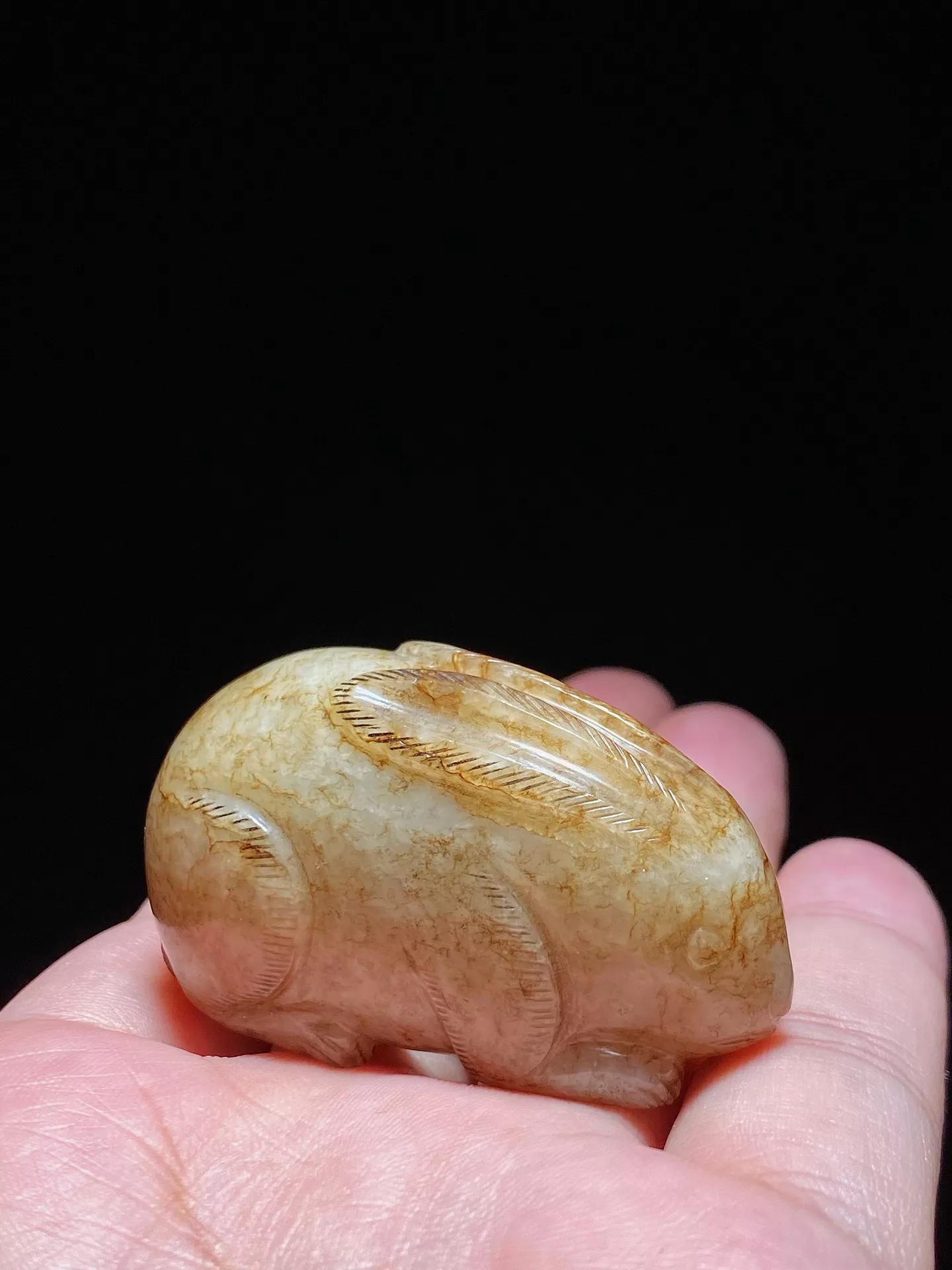 Song Hetian Jade White Jade Seed Material Colored Rabbit Jade Rabbit ...