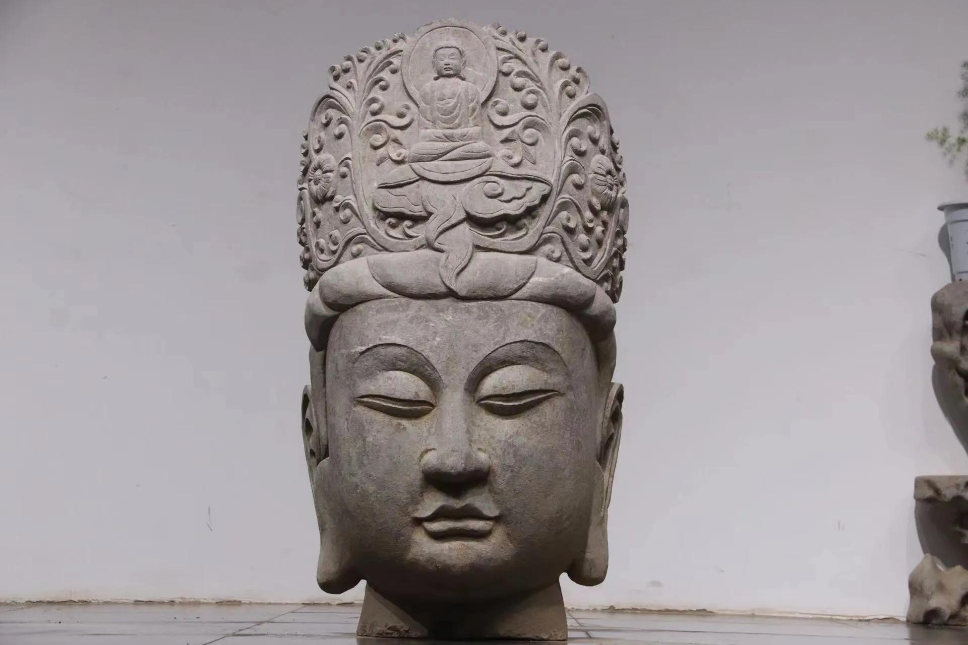 Big Buddha stone statue bluestone Buddha statue with open face ...
