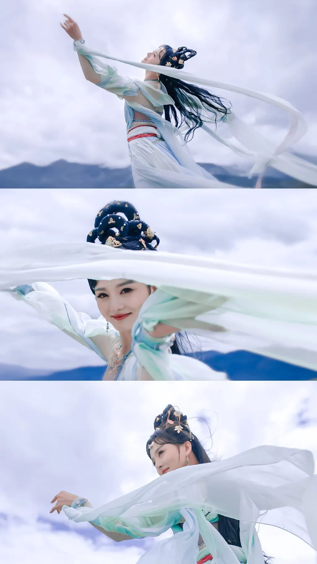 The goddess Luo Wenbo descended to the Jade Dragon Snow Mountain and ...