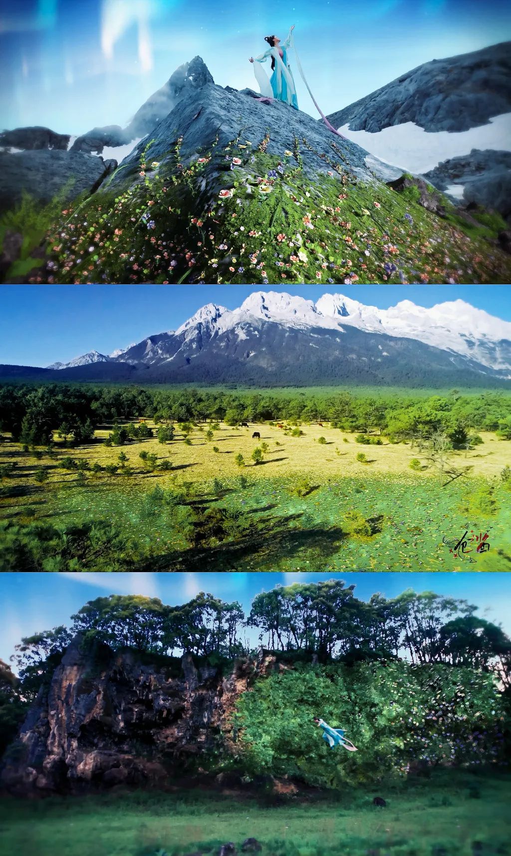 The goddess Luo Wenbo descended to the Jade Dragon Snow Mountain and ...