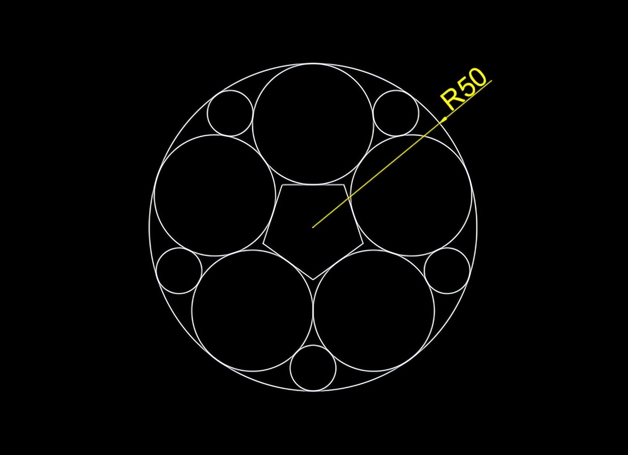 CAD circular array and polygon commands assist in drawing combined ...