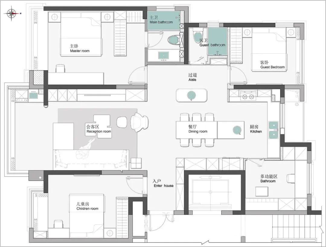 The 140㎡ is modern and simple, with clean and neat line design ...