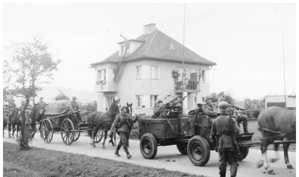 Original and unpopular "self-propelled" anti-aircraft vehicle, horse ...