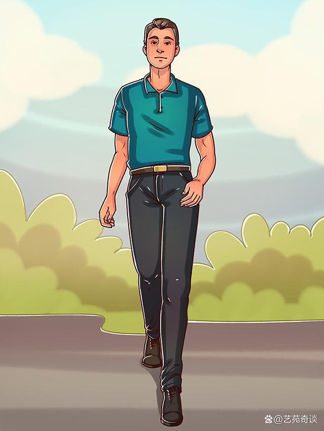 Comics: Illustrations of walking postures, showing different ...