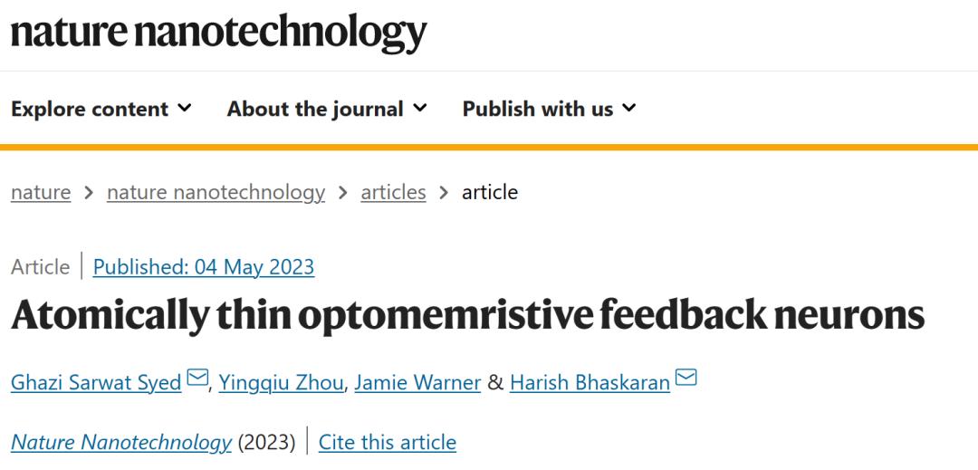 Research Fronts: Nature Nanotechnology-Photosensitive Neurons - iNEWS