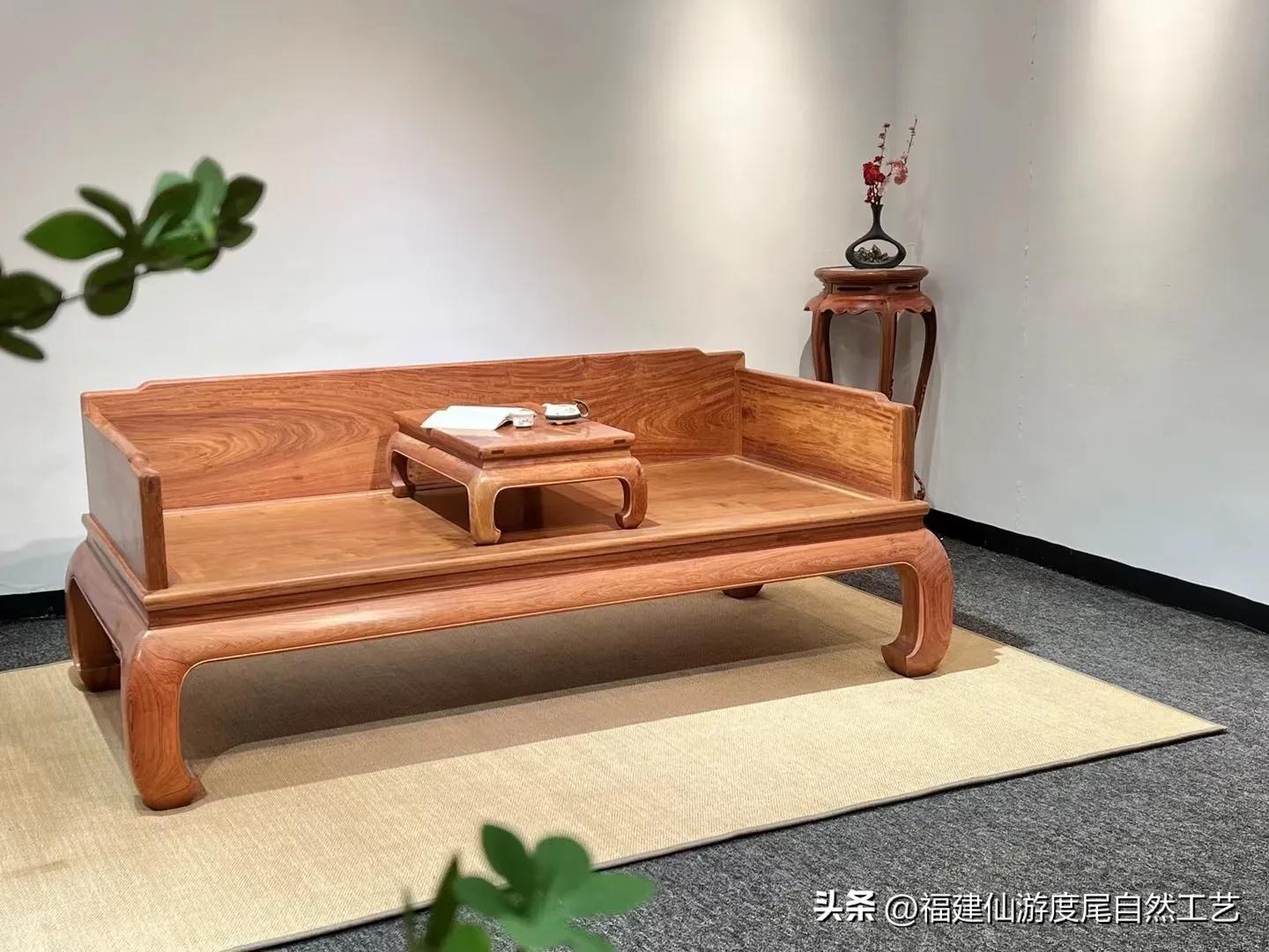 Burmese rose pear gentian pattern three-circle single-board Arhat bed ...