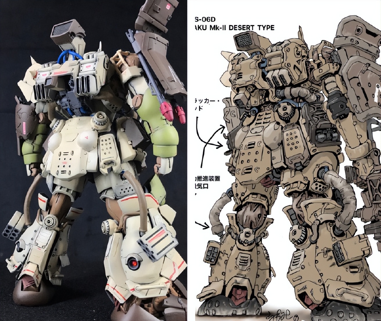 Illustration model production, MS06D desert type Zaku model - iMedia
