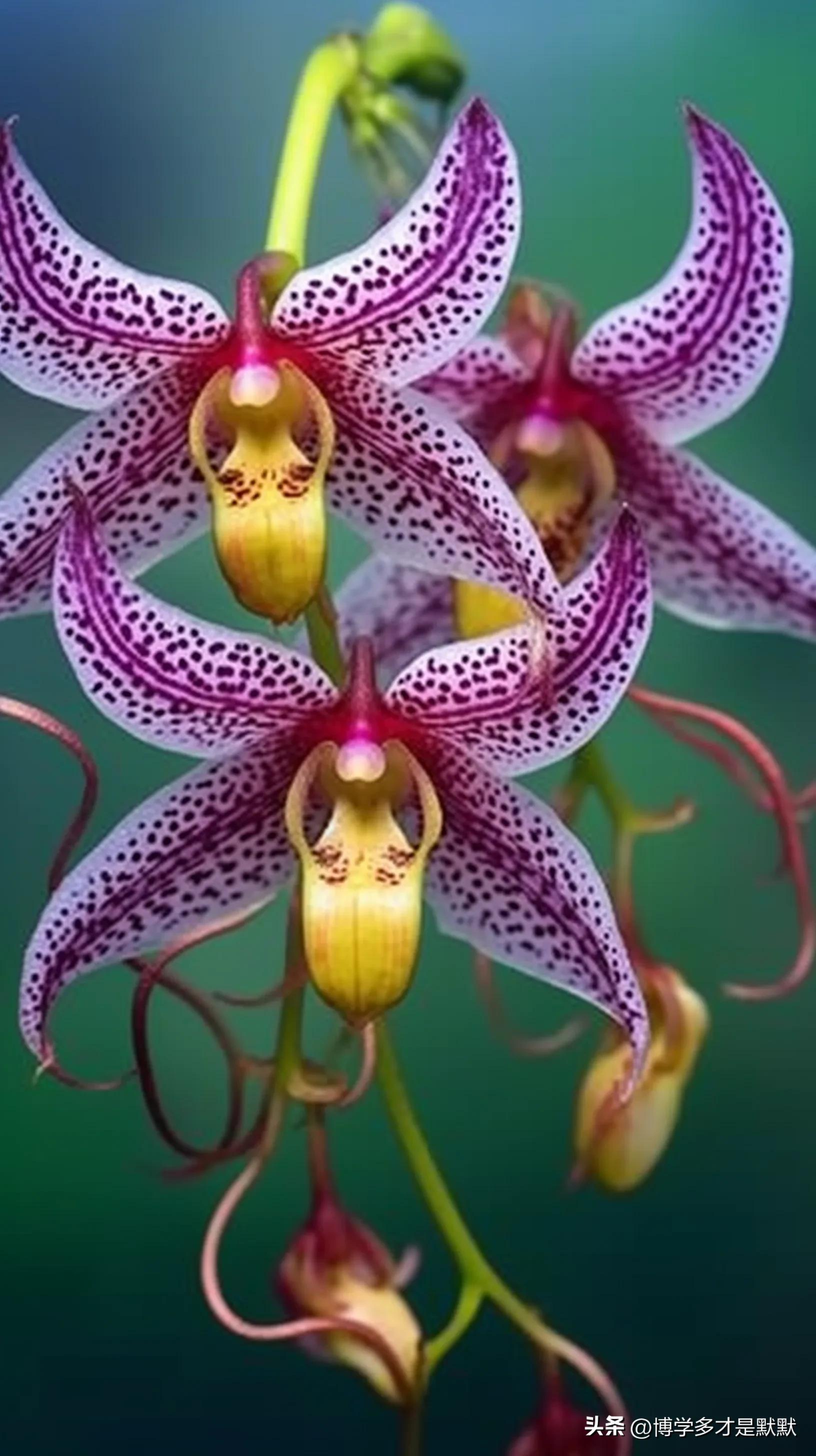 Fox-patterned orchid with exotic flowers and plants - iMedia