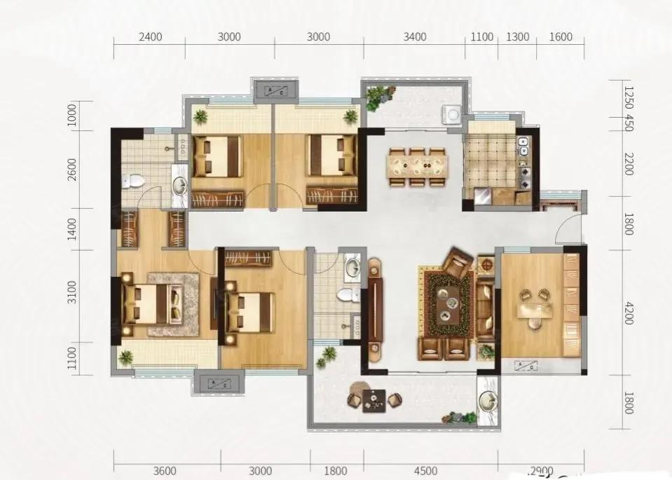 Appreciate three 140-square-meter apartment types with different design ...